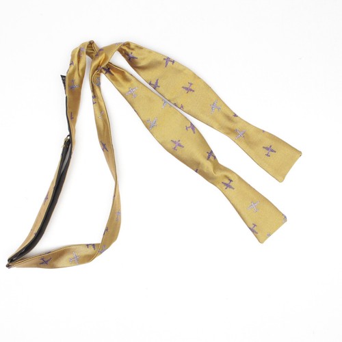 Gladson Mens Silk Bowtie Bow Tie Gold Pink Purple Airplane Skinny Italy ...