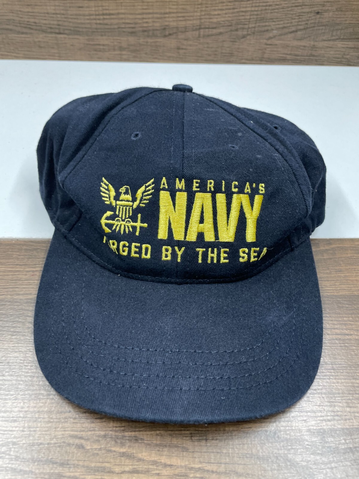 VINTAGE Americas US NAVY Forged By The Sea Hat Cap Sn… - Gem