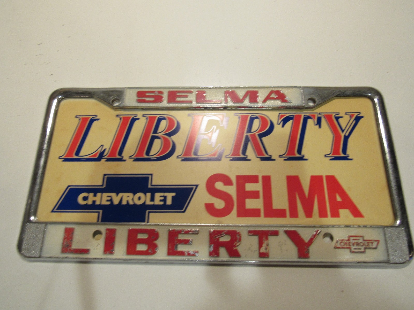 Selma Liberty Chevrolet With Insert Vintage Metal License Plate Frame ...