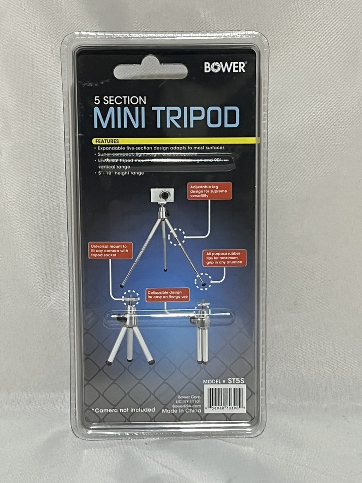 Bower (10" Max Extended) 5-Section Mini Tripod for Digital Camera ...