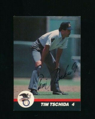 1988 1989 T& M Baseball Umpire card #59 Tim Tschida signed autograph ...