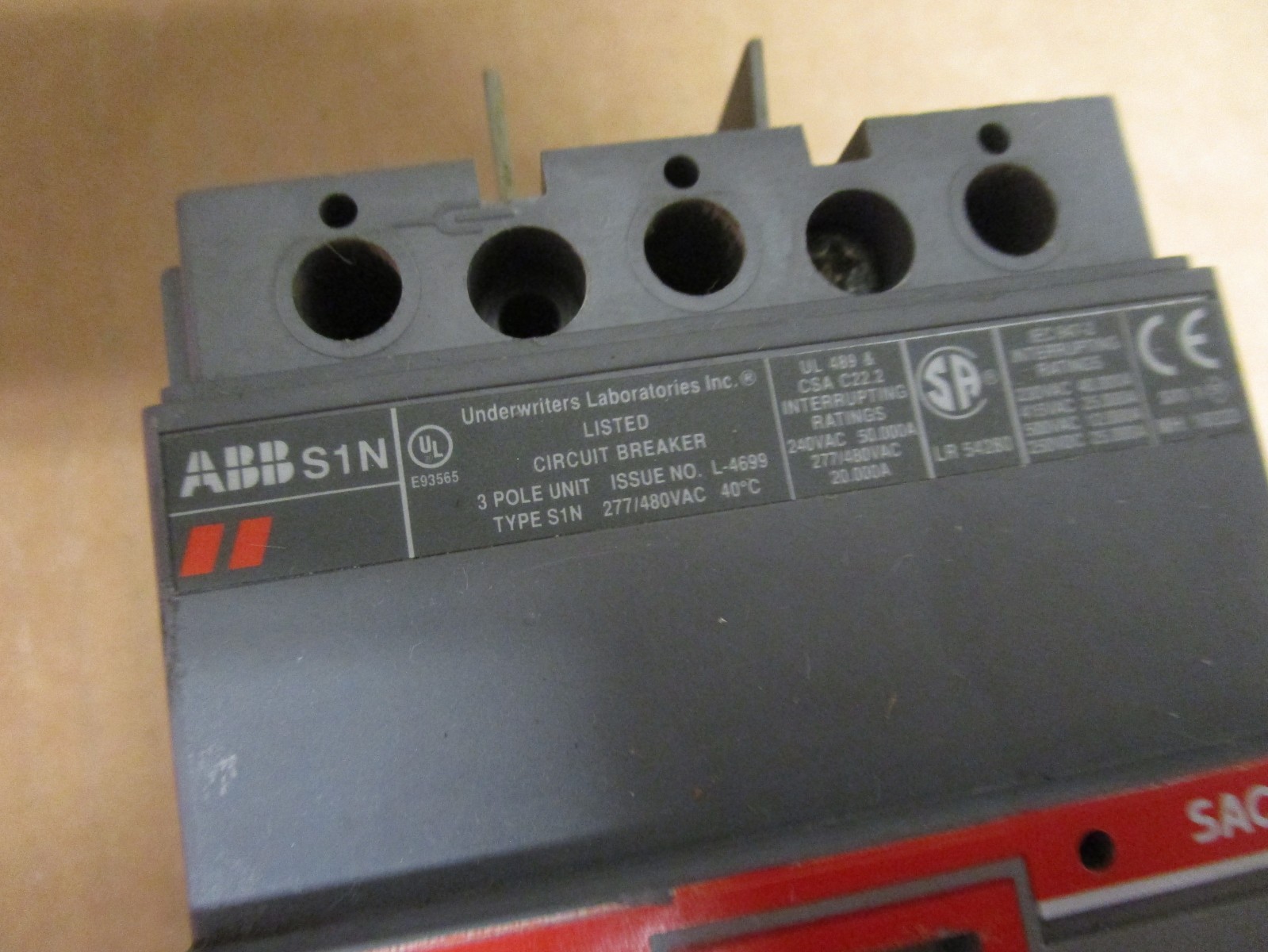 ABB SACE S1 BREAKER S1N 20A 20 AMP 277/480Vac 3 POLE | eBay