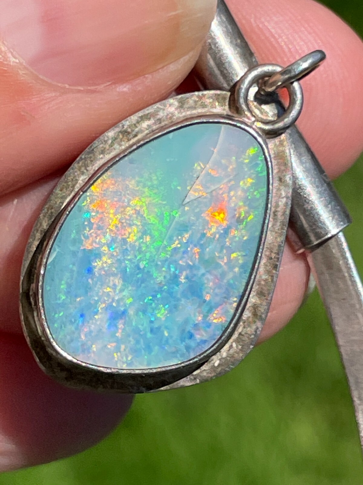 Australian Black Opal NOBLE Pendant w Collar Necklace… - Gem