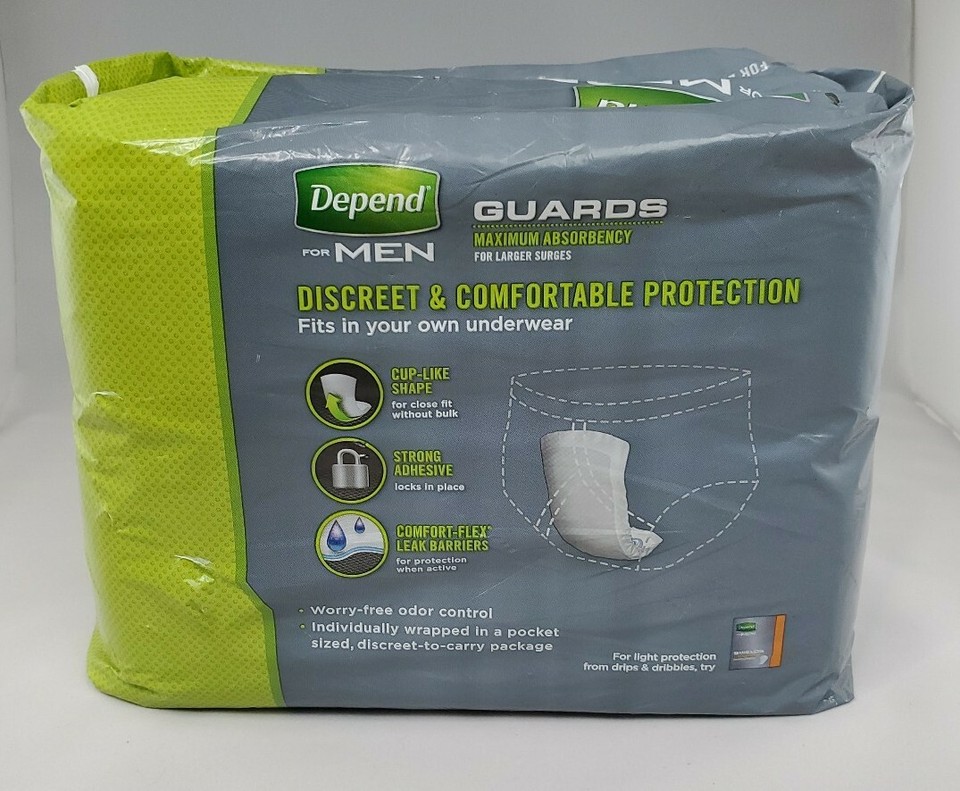 Depend Incontinence Guards for Men, Maximum Absorbency, 52 Pads Count ...