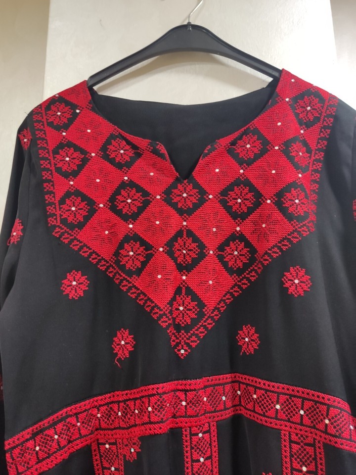 3 Pcs Embroidered Tatreez Thobe Arabic Palestinian Jordanian Dress Thob ...