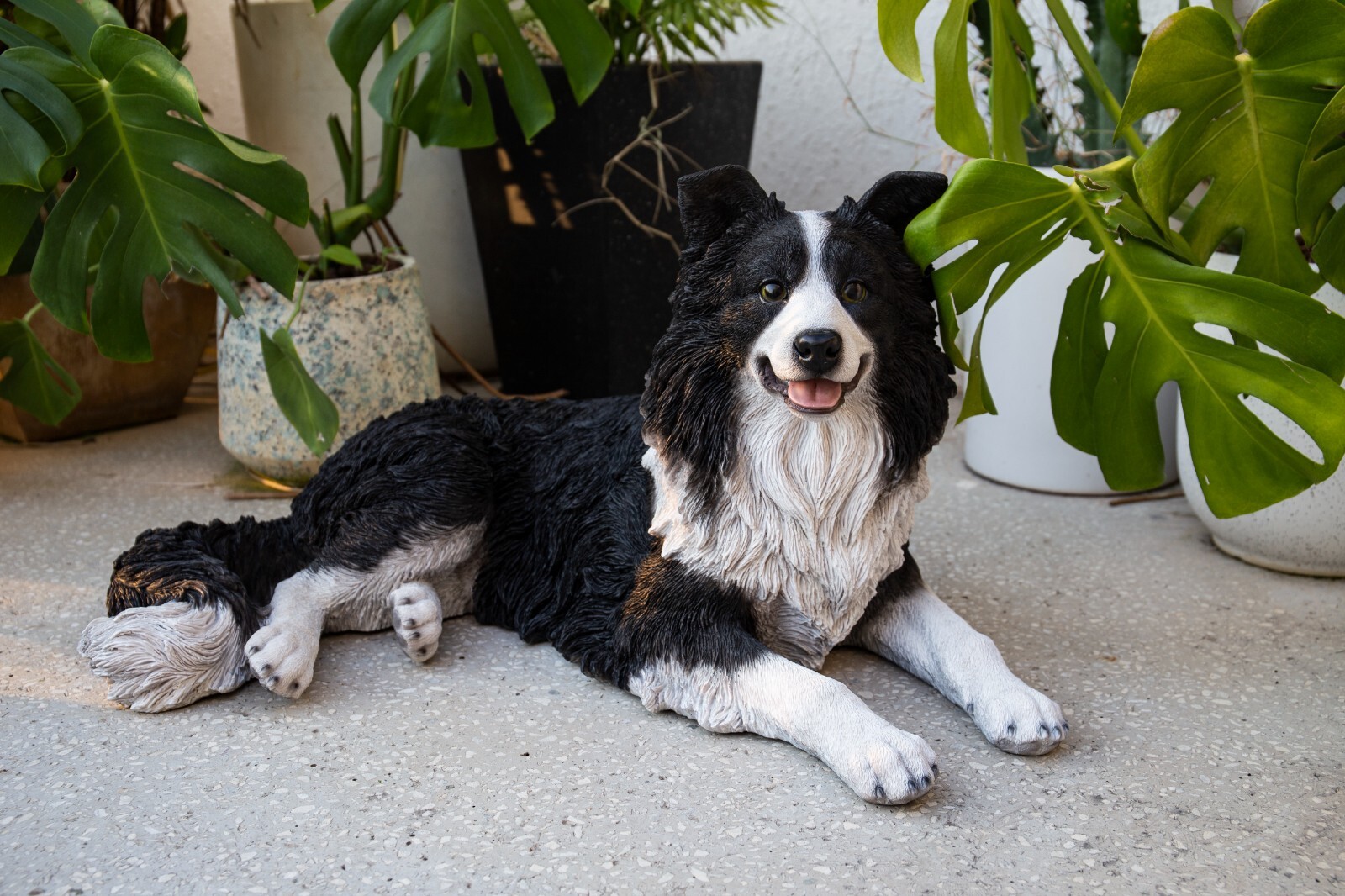 Dog-Lying Border Collie Garden Statue, Garden Decoration, Home ...