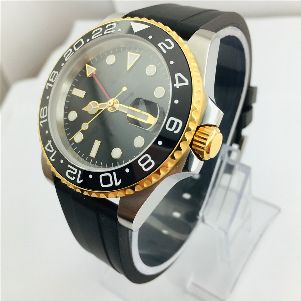40mm sterile black dial GMT ceramic Bezel sapphire crystal automatic ...