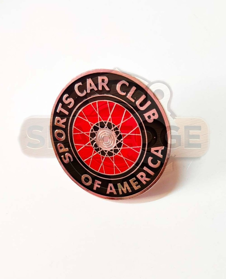 Sports Car Club of America SCCA Red & Black Enamel Automobile Car Brass ...