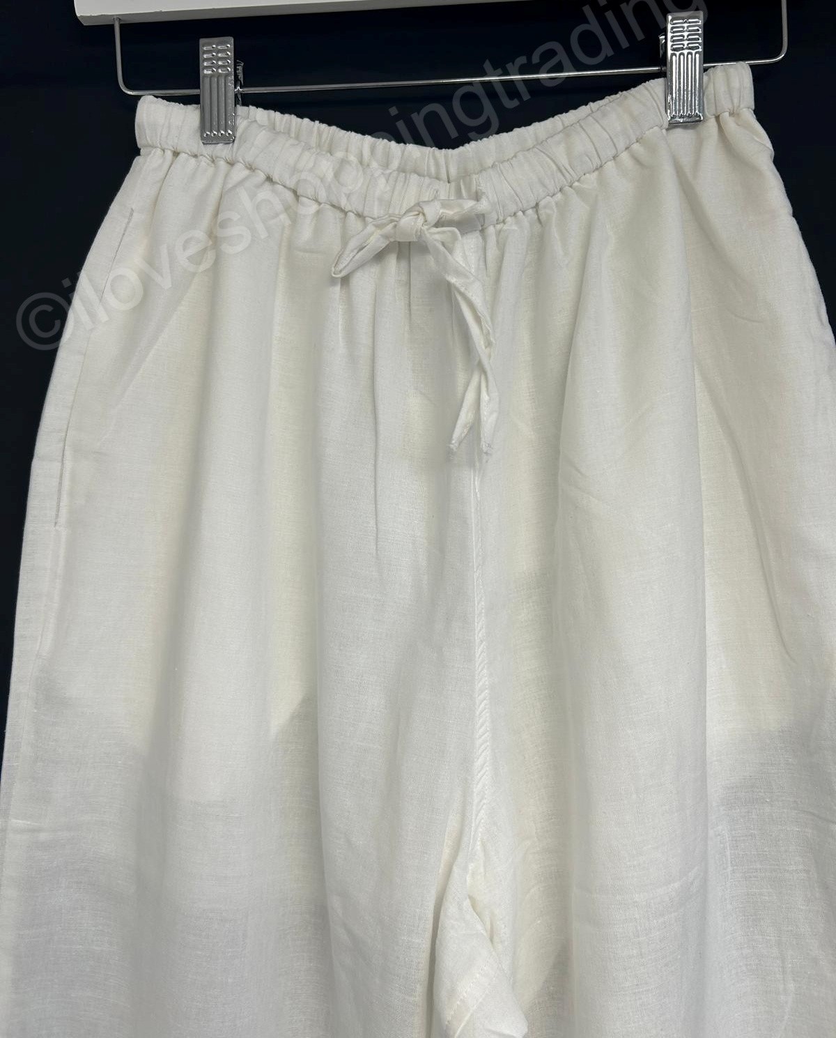 COS WHITE WIDE-LEG LOOSE FIT HIGH WAIST LINEN DRAWSTRING TROUSERS PANTS ...