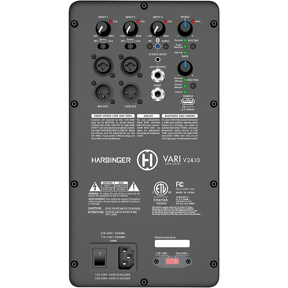 Harbinger VARI V2410 Powered 10" 2-Way Loudspeaker Bluetooth, DSP ...