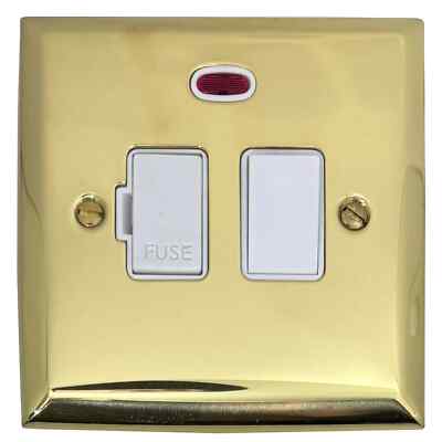 G&H SB27W Spectrum Plate Polished Brass 1 Gang Fused Spur 13A Switched ...