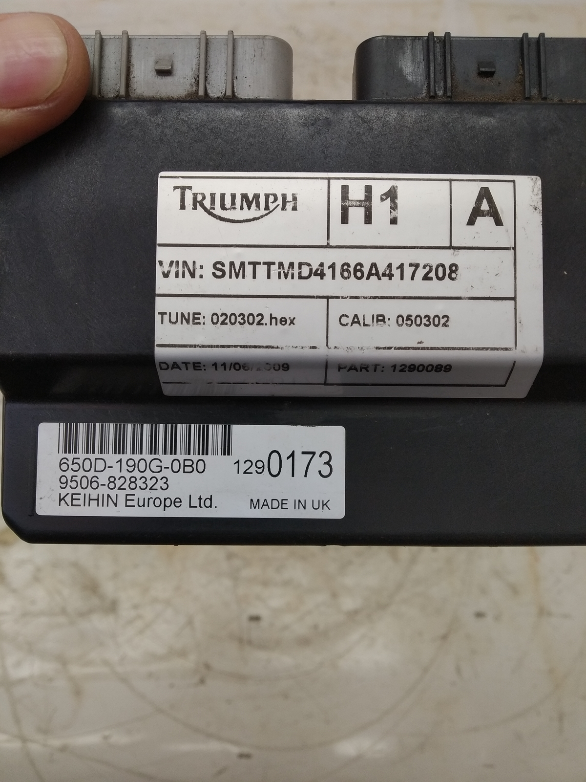 CONTROL UNIT 650D-190G-0B0 FOR TRIUMPH STREET TRIPLE 675 R FROM 2009 ...