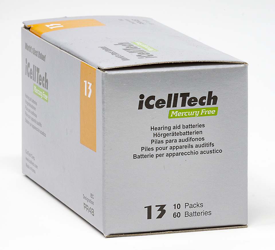 iCellTech Size 13 PR48 Zinc Air 1.45V Hearing Aid Batteries (60 Pack ...