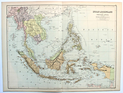 "INDIAN ARCHIPELAGO" BURMAH, SIAM, ANAM Antique authentic map 1879 | eBay
