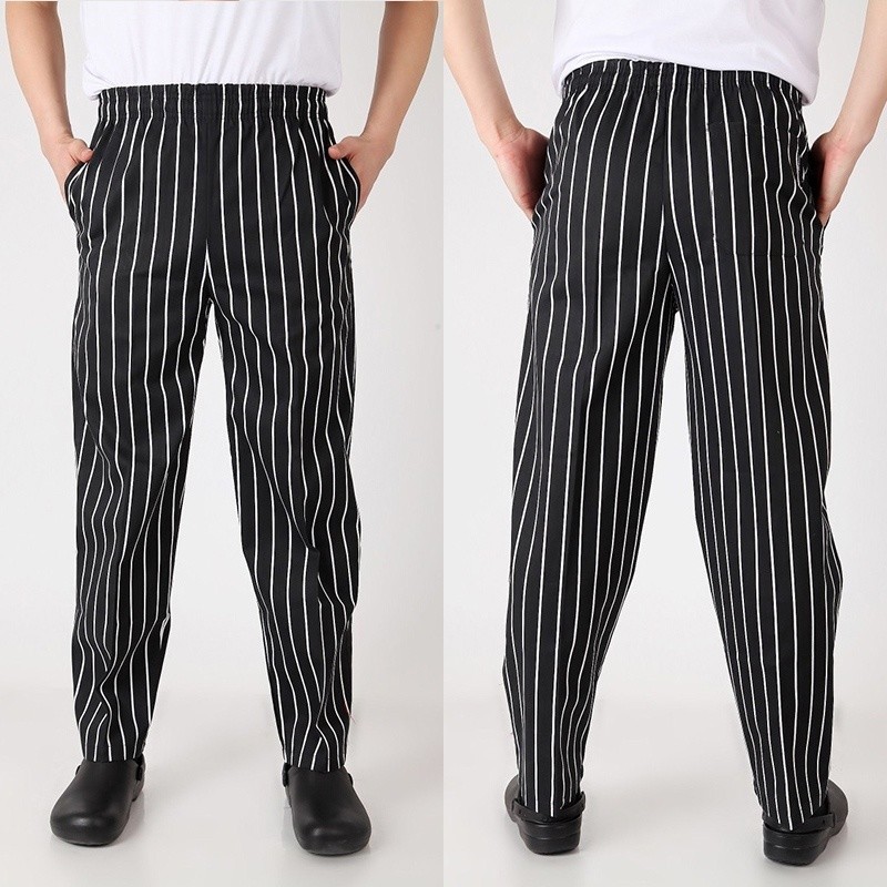 Unisex Men Loose Chef Pants Restaurant Cook Uniform Trousers Elastic ...