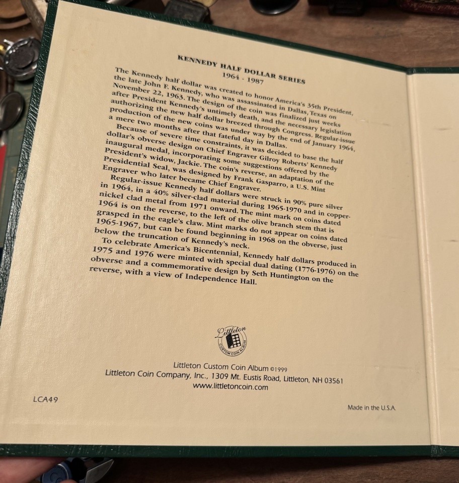 Littleton Coin Album Kennedy Half Dollars - Archival Quality 1964-1987 ...