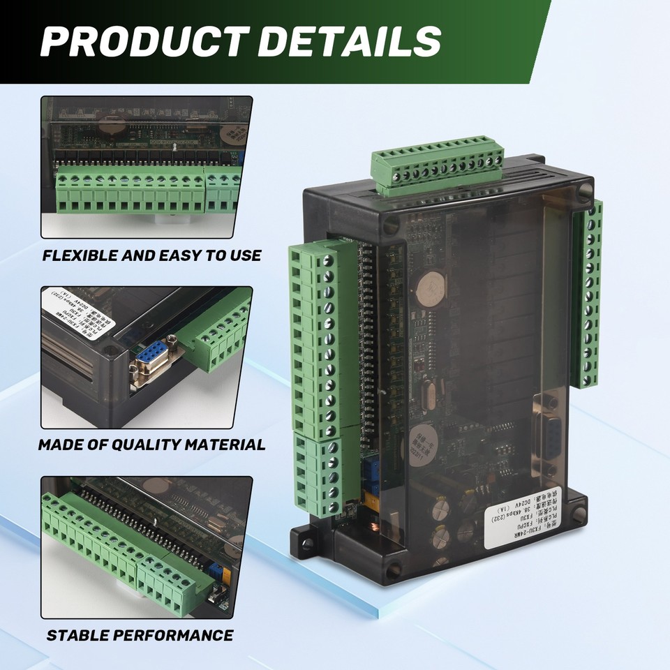 FX3U 24MR 6AD RS485 RTC (Real Time Clock) 14 Input 10 Relay Output 6 ...