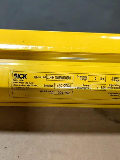 Sick XC40S-1503A0A00BA0 Light Curtain Emitter 1 204 162 1500mm - New No ...