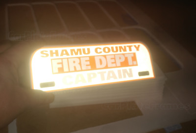 REFLECTIVE custom made Firefighter EMT FIRE License Plate frame Topper ...