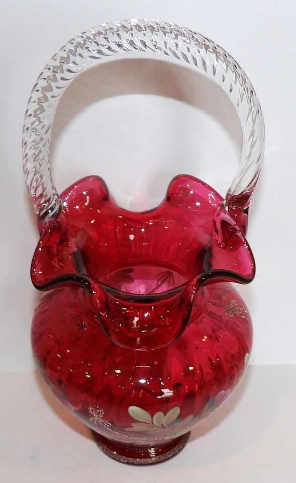 FENTON ART GLASS HAND PAINTED LEGACY COLLECTION CRANBERRY BILL FENTON ...