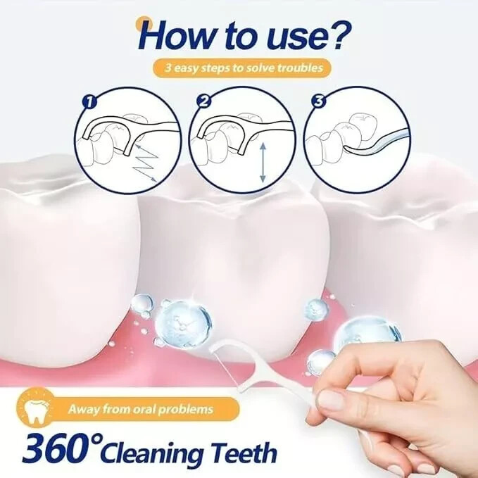 100pk Dental Floss Sticks Interdental Tooth Harps Teeth Picks Oral ...