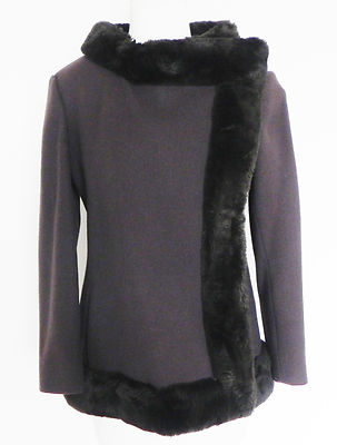Vtg Erlebacher Heavy Weight Blazer/Jacket Wool Faux Fur Trim Brown Size ...
