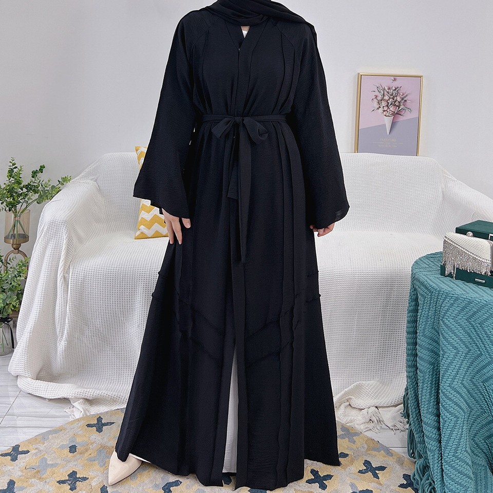Kimono Open Abaya Muslim Women Maxi Dress Islamic Robe Kaftan Dubai ...