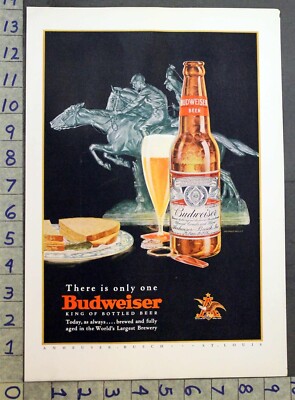 1933 BUDWEISER BEER EQUESTRIAN HORSE RACE DONALD MILLS ARTIST BREWERY ...