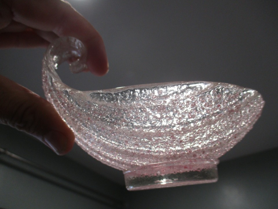 Murano Scavo Art Glass Pink seashell bowl 1950's Mid Century Art Deco ...