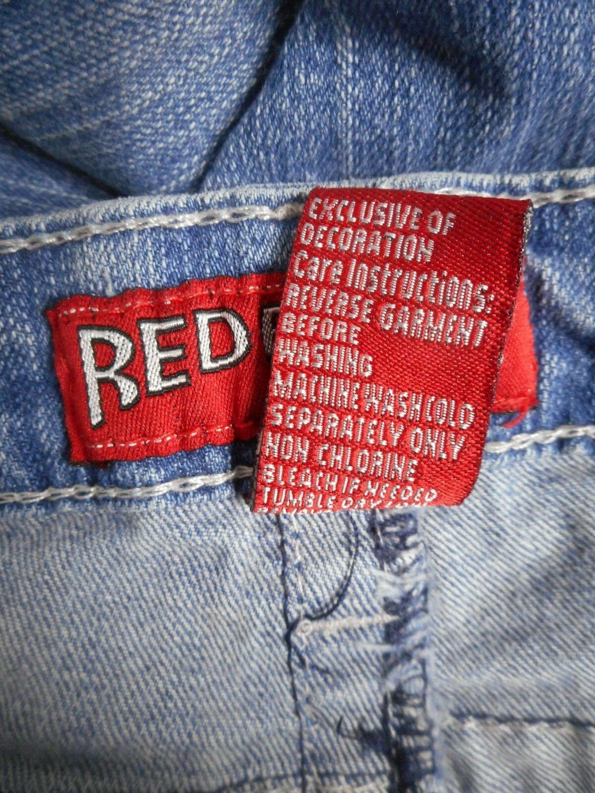 Red Rivet Blue Jean Jr Sz11 Thick Stitch Distressed S… - Gem