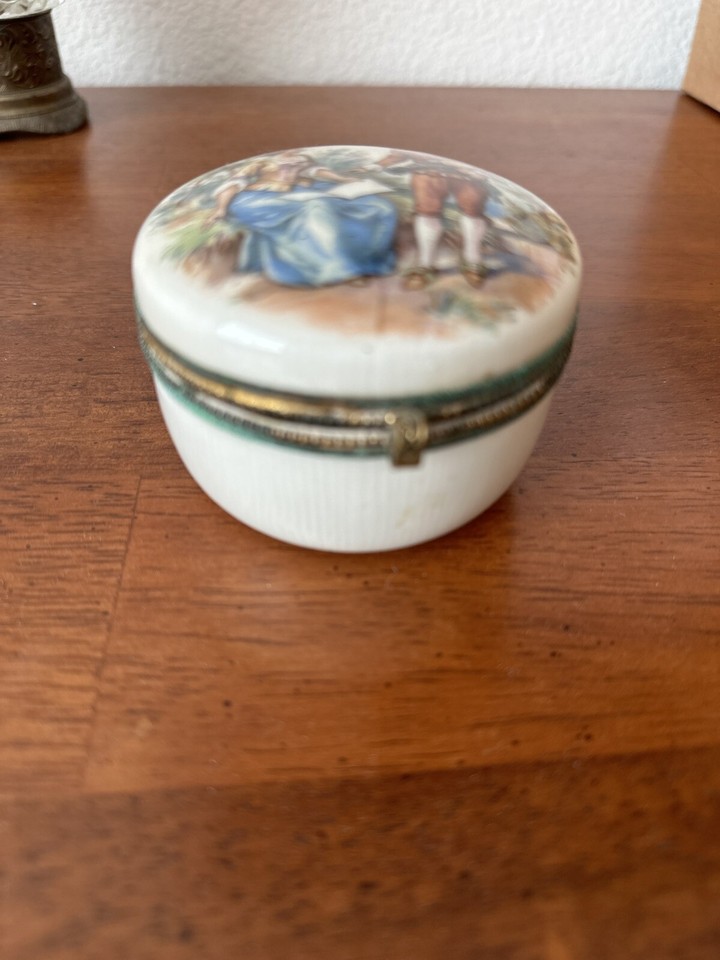 Porcelain Dresser Box w/ Musician Couple Ormolu Mounts Ca 1930 | eBay