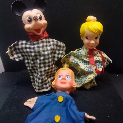 Vintage 1950's W.D.P. (Walt Disney Production) Hand Puppets Mickey ...
