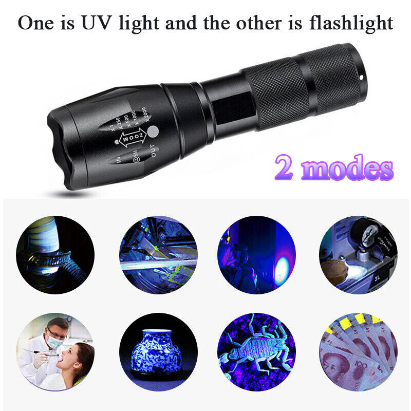 Super Bright 120000lm UV Torch Ultra Violet Flashlight Blacklight Light ...