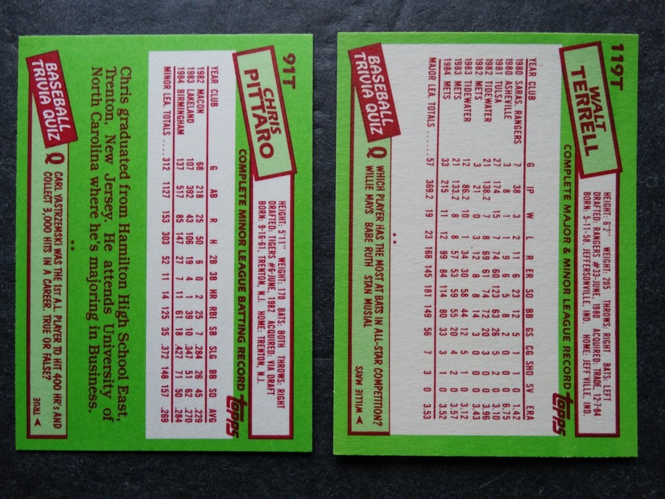 1985 Topps Traded Detroit Tigers Team Set of 2 Baseball Cards | eBay