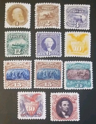 US Stamps SC# 112-122 1869 Pictorial Issue Collection Stamp Replica Set ...
