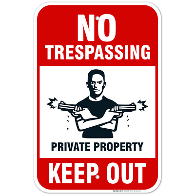 No Trespassing Gun Private Property Sign, | eBay