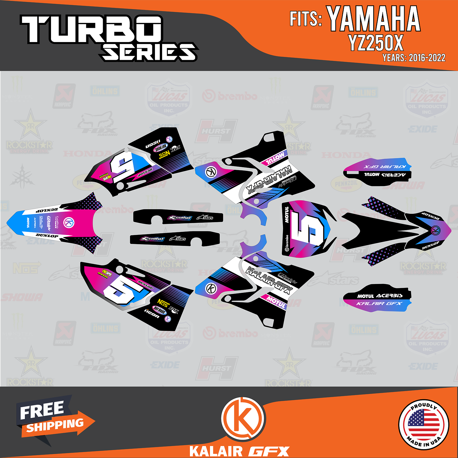 Graphics Kit for Yamaha YZ250X (2016-2022) Turbo-pink | eBay