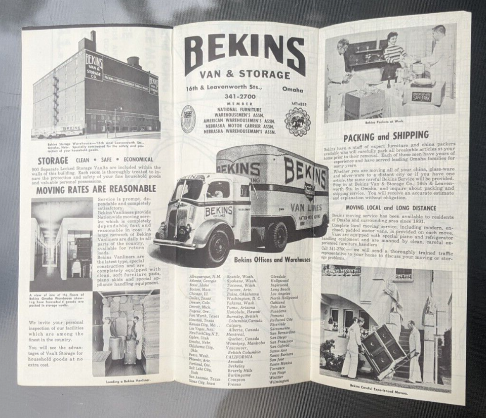 1963 OMAHA NEBRASKA Folding MAP AND STREET DIRECTORY BEKINS Offutt AFB ...