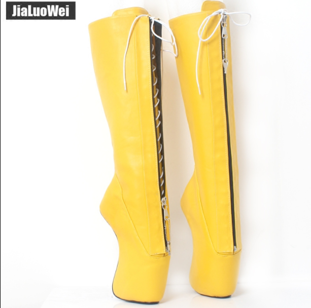Sexy 7"/18CM High Heel Hoof Heelless Lady Lockable Zip Knee-High Ballet ...
