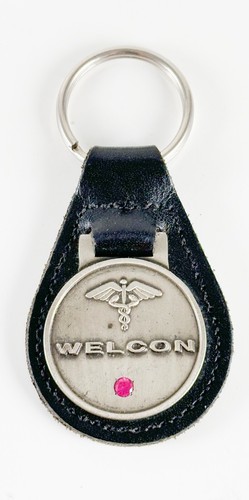 Vintage Welcon Medical Nursing Keychain FOB Leather Back Metal Pink ...