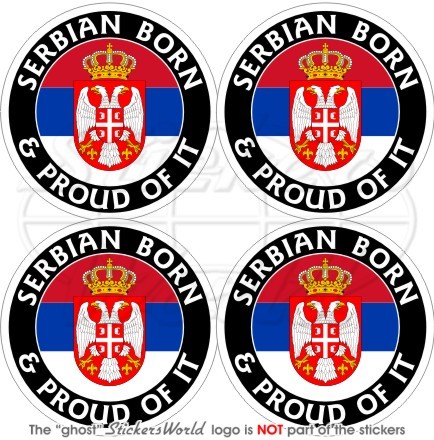 SERBIA Serbian Born & Proud 50mm (2") Vinyl Bumper-Helmet Stickers ...