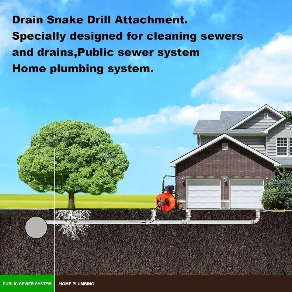 Drain Snake Drill Attachment,Cutter and Auger Set,Used in 50-100FT AC ...