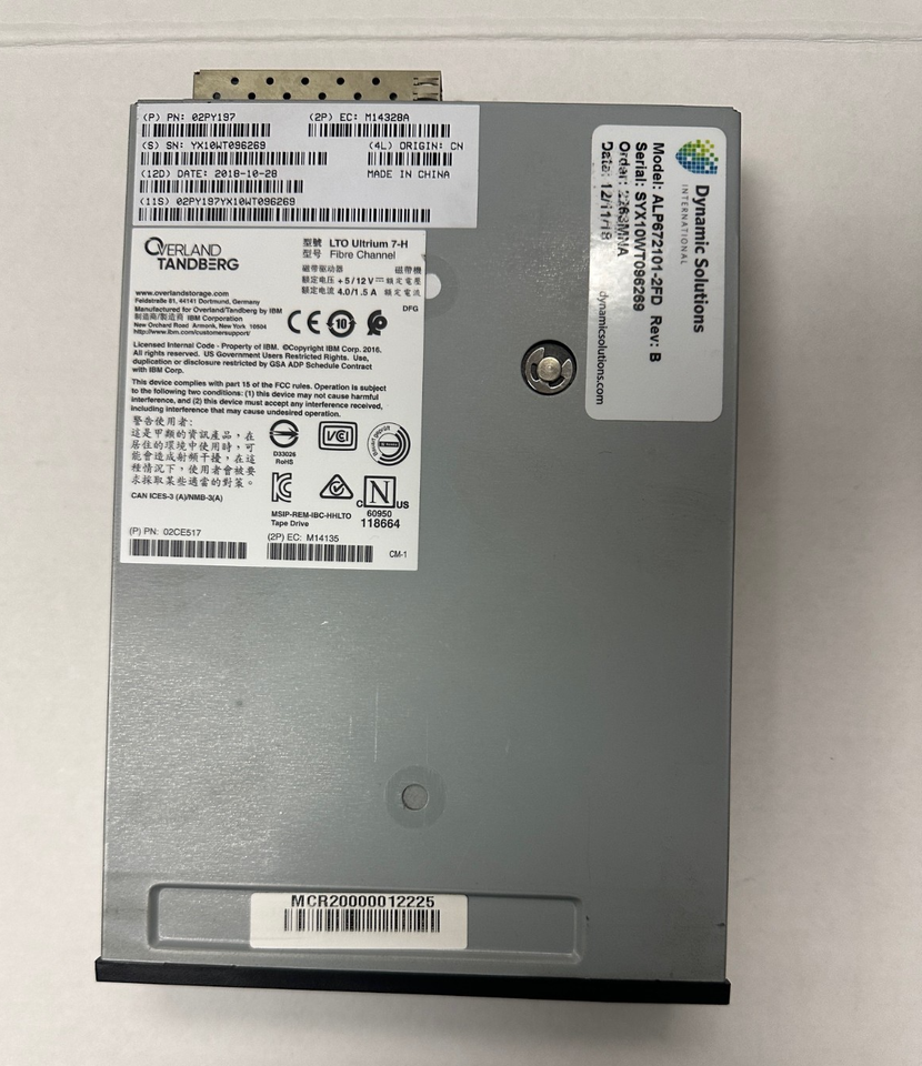 IBM Overland Tandberg LTO7 Ultrium 7-H Fibre Channel Internal Tape ...