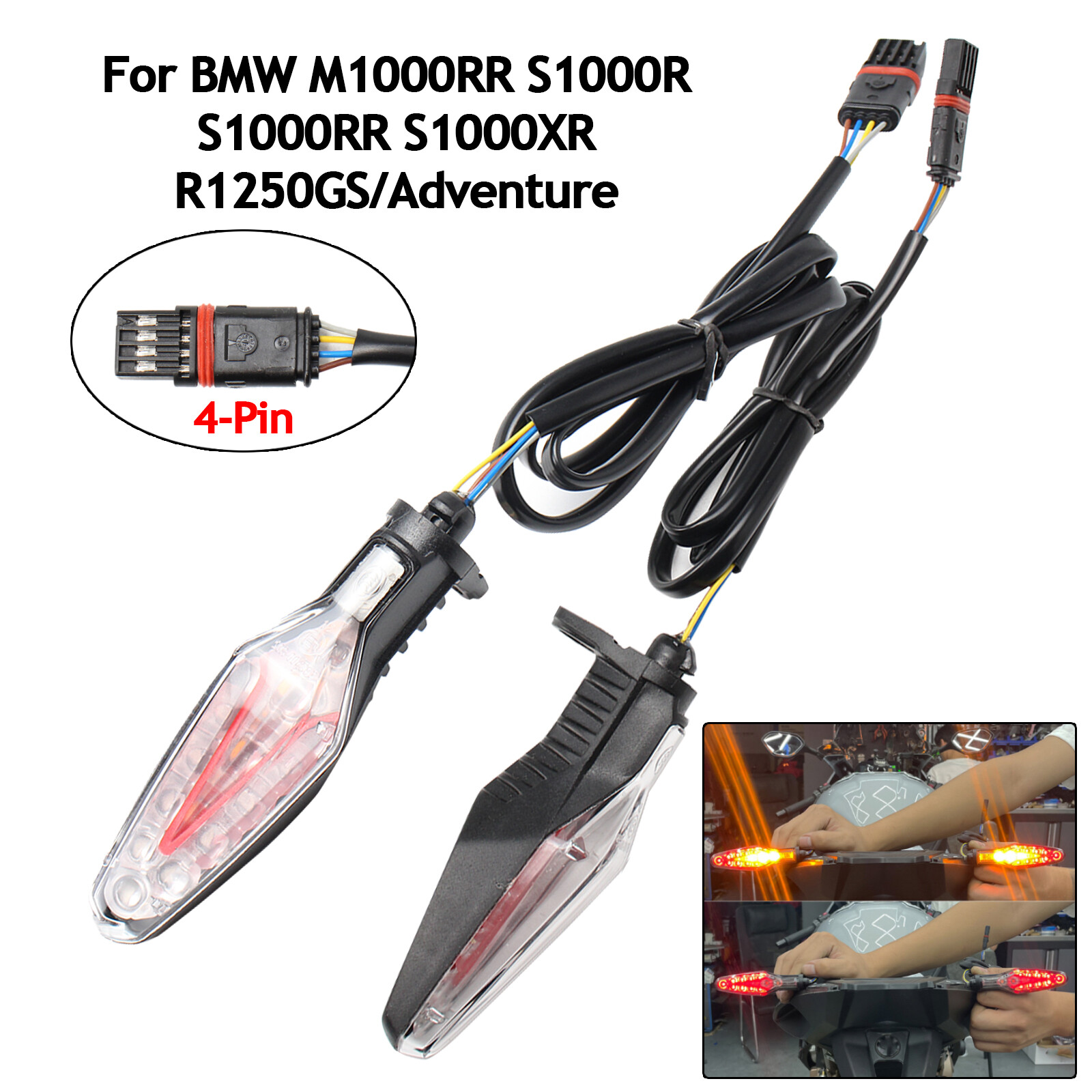 Rear Turn Signals Indicators 4-Pin For BMW M1000RR S1000RR/R S1000XR ...