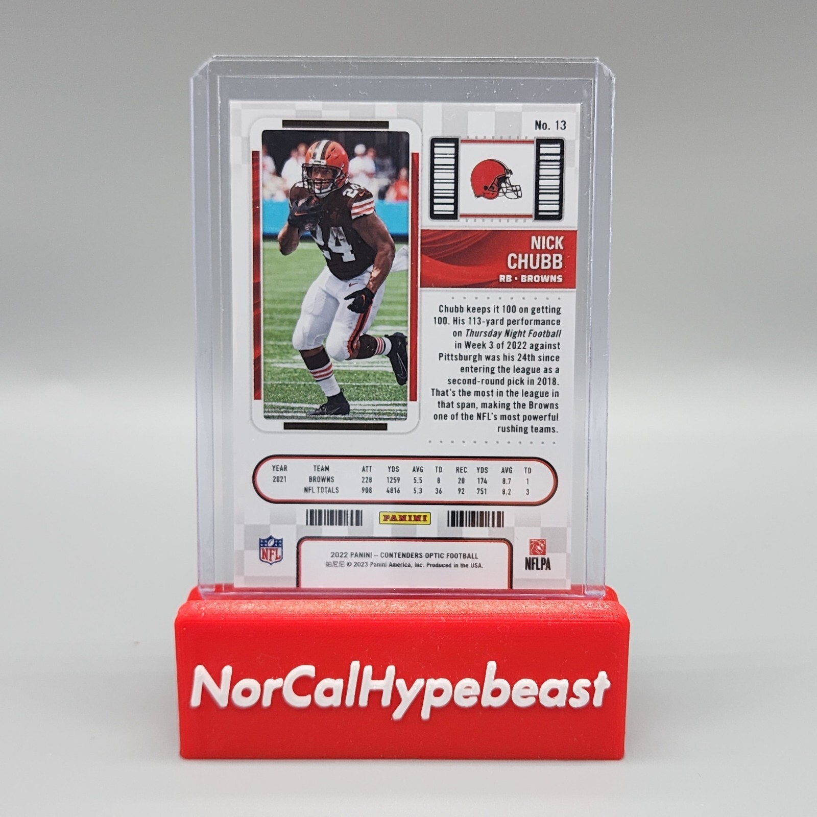 2022 Panini Contenders Optic Football Nick Chubb Season Ticket #13 Base ...