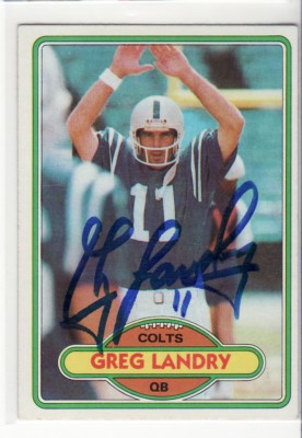 GREG LANDRY BALTIMORE COLTS 1980 TOPPS #265 MASSACHUSETTS AUTOGRAPHED ...