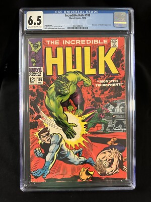 Marvel Comics The Incredible Hulk #108 1968 CGC 6.5 OW/W, Mandarin ...