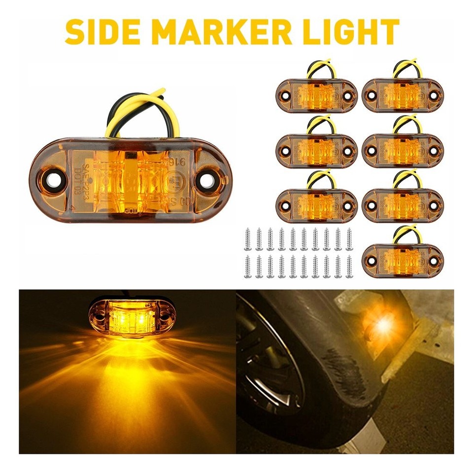 Amber LED Auto Car Trailer Truck RV Oval 2.6" Side Clearance Marker ...