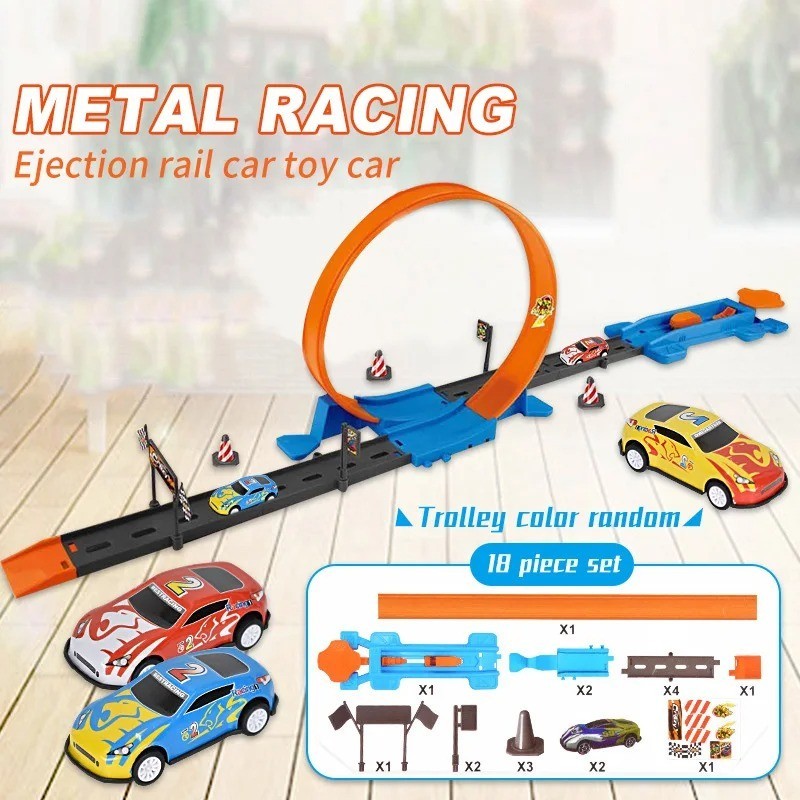 Hot Wheels Double Loop Dash Drag Racing Playset + 2 Vehicles - GFH85 | eBay