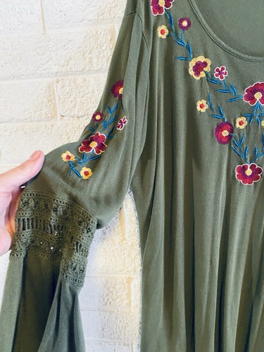 NY Collection Boho Embroidered Shirt | eBay
